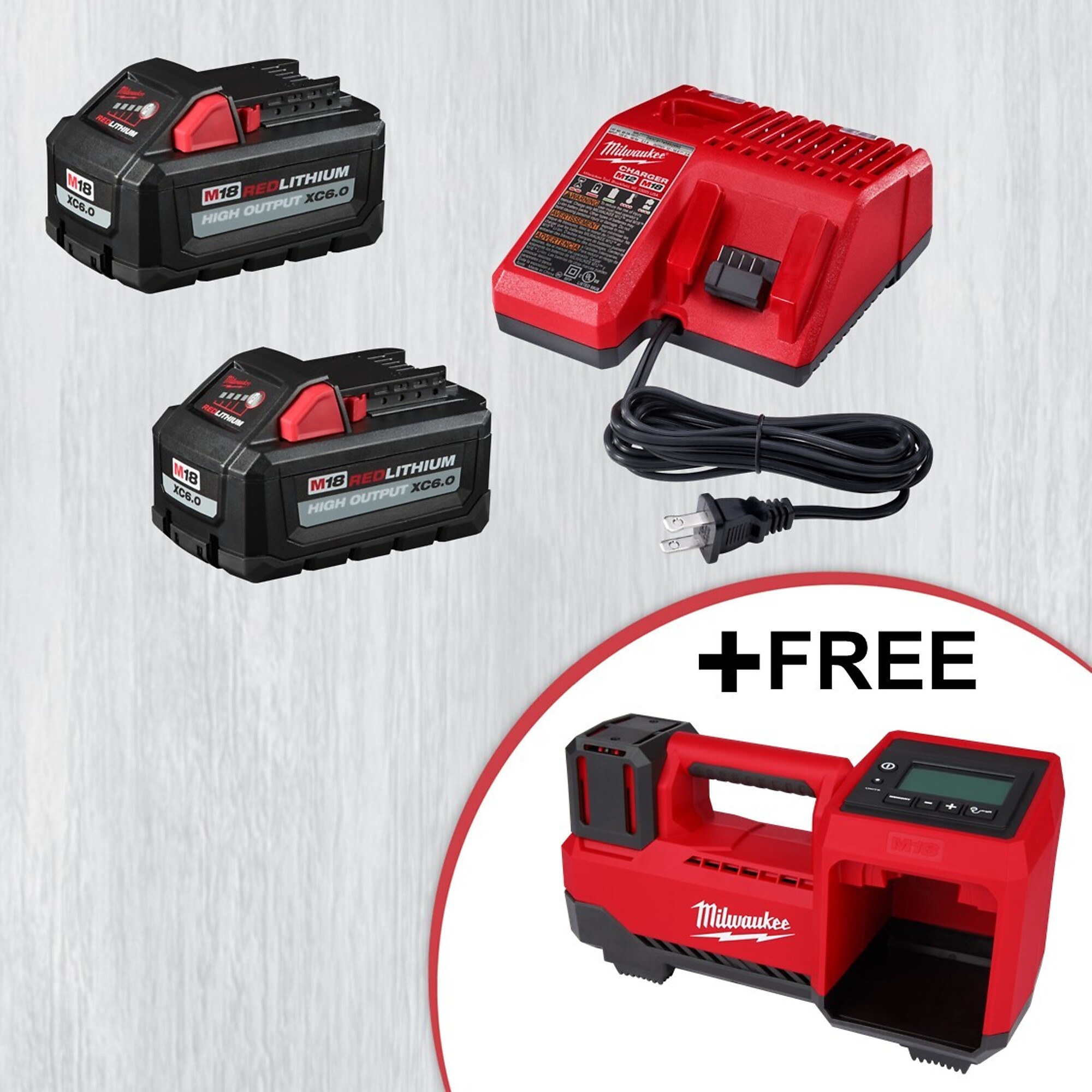 Milwaukee M18 18-Volt Lithium-Ion High Output Starter Kit with Two 6.0 Ah Battery and Charger ...